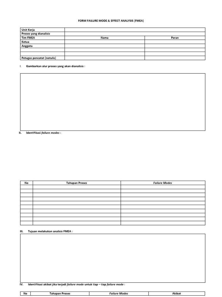 Fix 5. CONTOH FORM FMEA (FAILURE MODE AND EFFECT ANALYSIS) | PDF