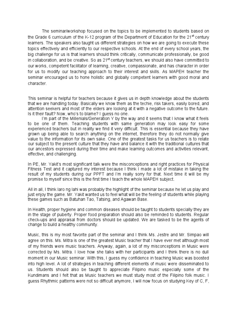 Seminar Insights | Download Free PDF | Teachers | Learning