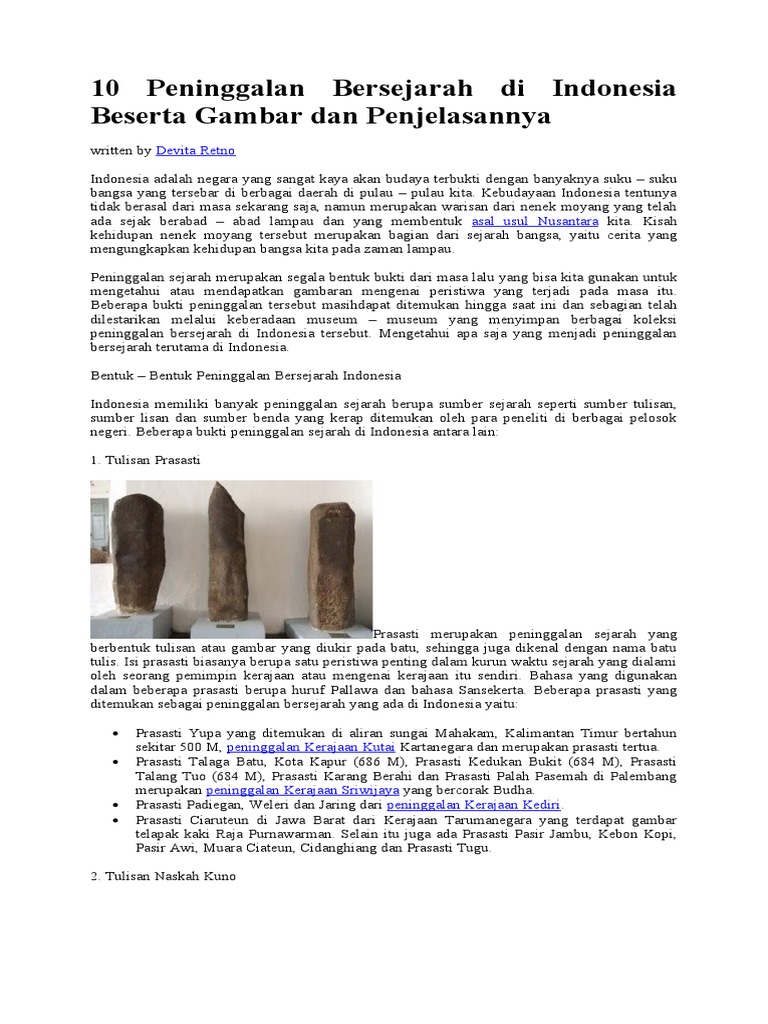 10 Peninggalan Bersejarah Di Indonesia Beserta Gambar Dan Penjelasannya ...