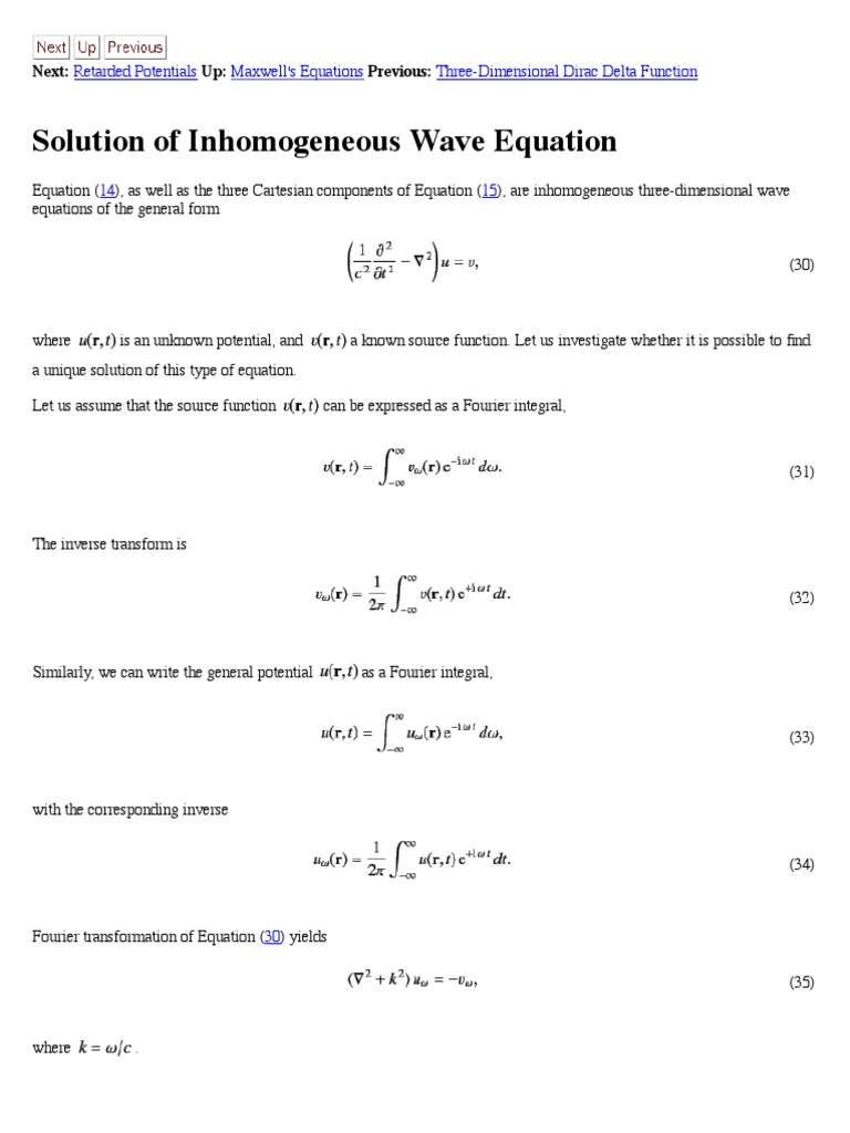 Solution of Inhomogeneous Wave Equation | PDF | Green's Function | Wave ...