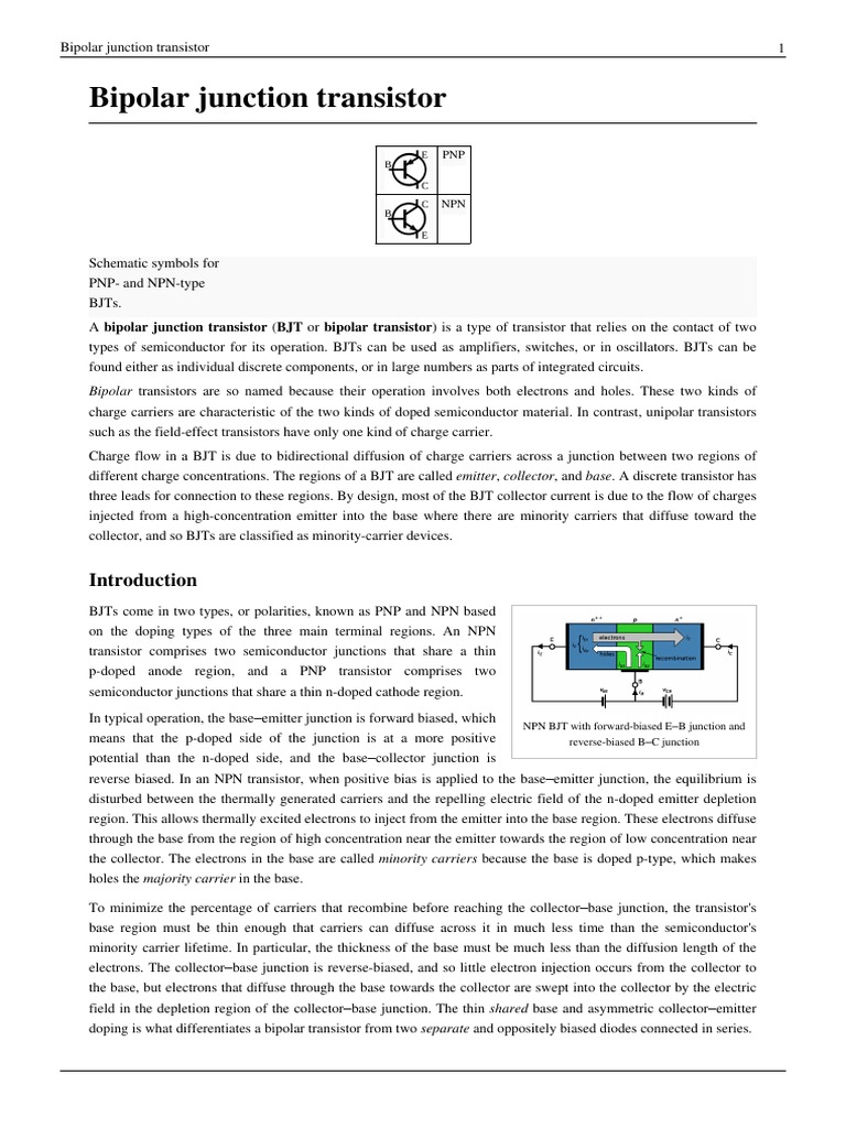 Bipolar Junction Transistor PDF | PDF | Bipolar Junction Transistor | P ...