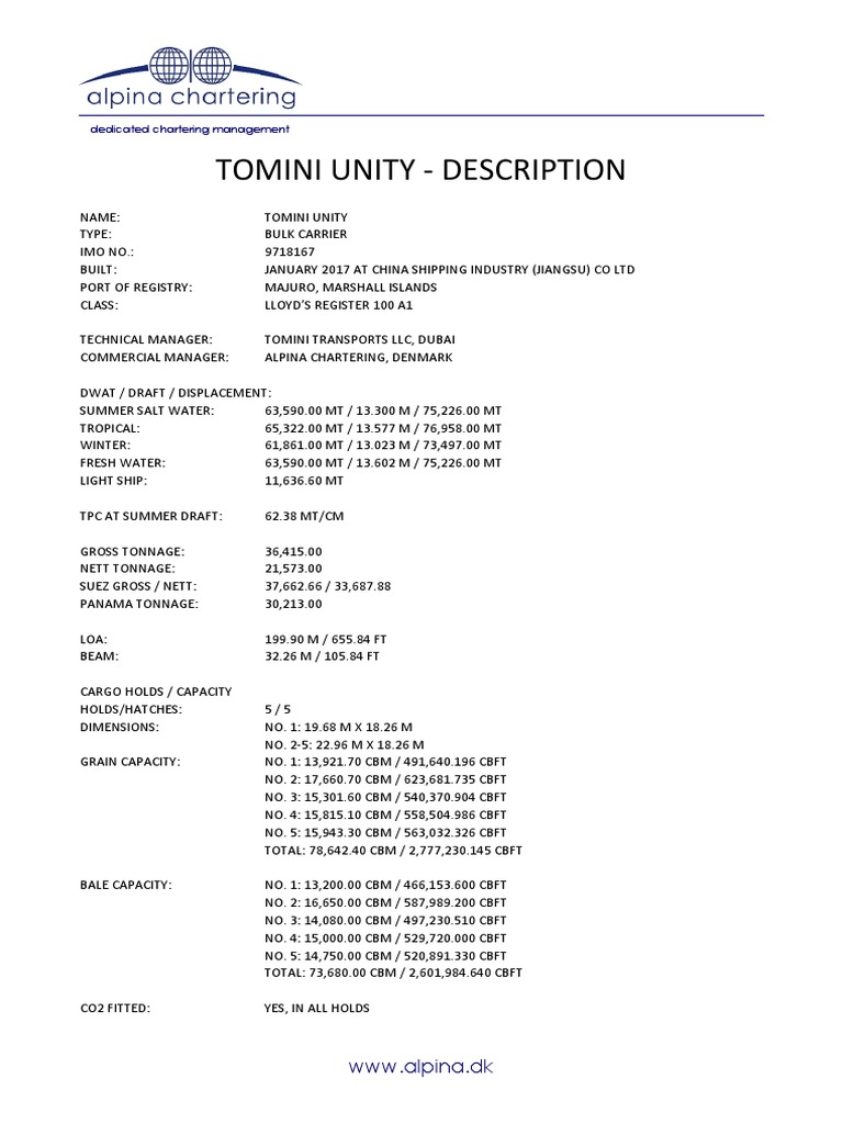 Tomini Unity - Description: WWW - Alpina.dk | PDF | Tonnage | Ships