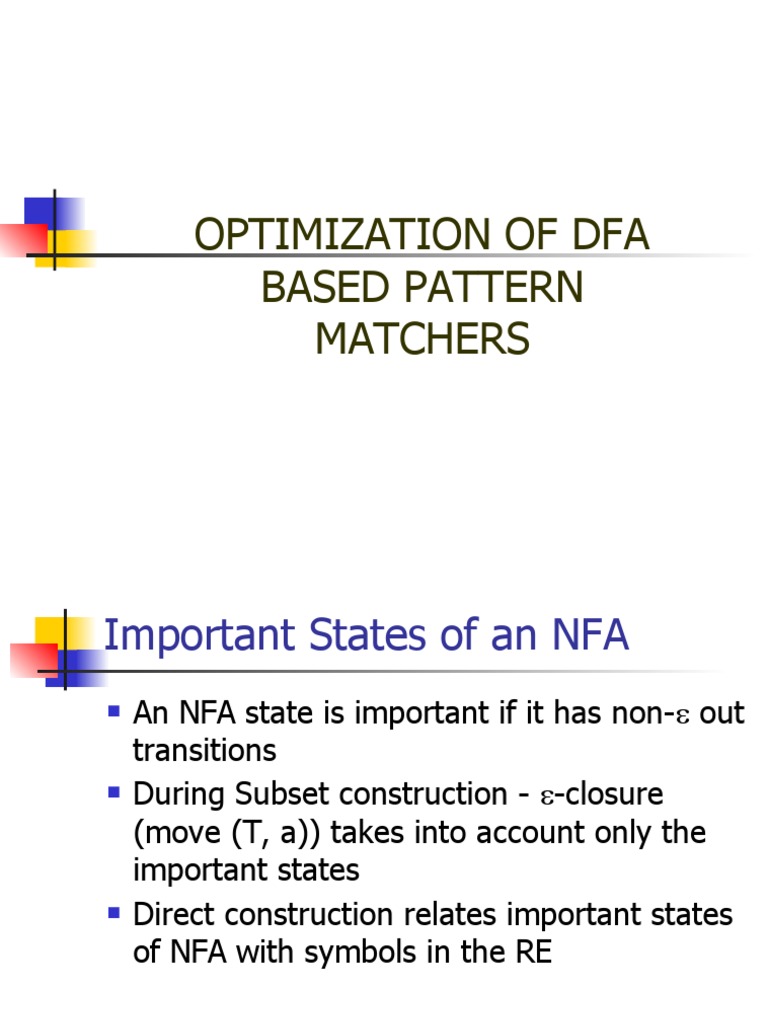 Optimization Of Dfa Based Pattern Matchers Pdf Regular Expression Models Of Computation