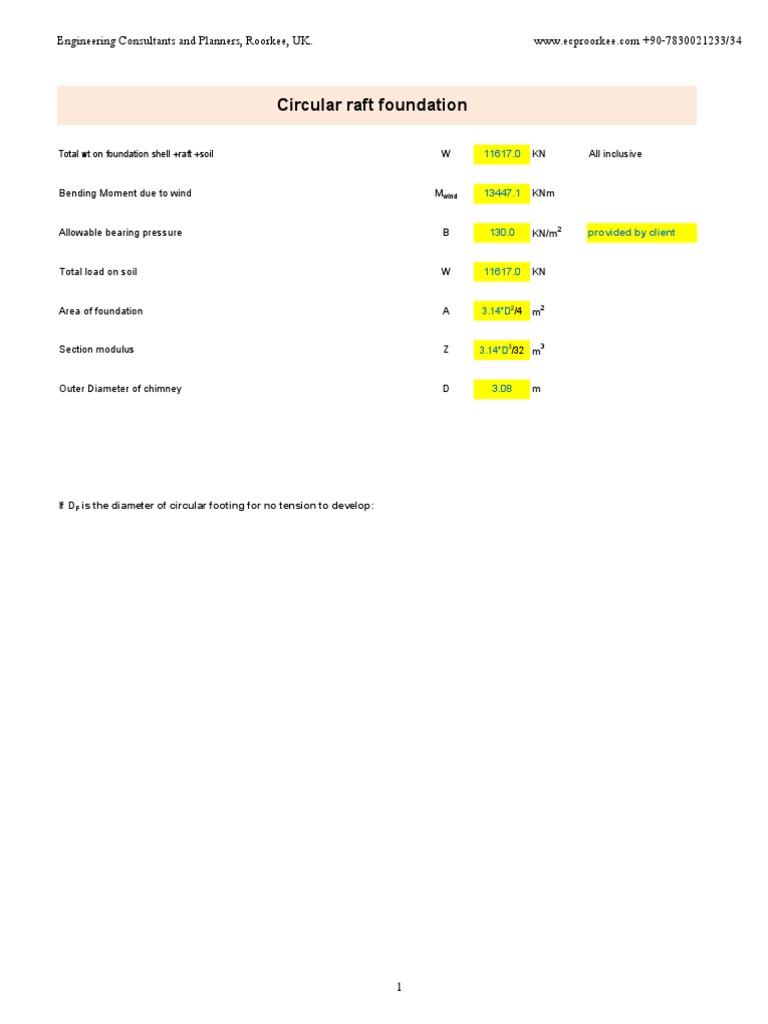 Chimney Foundation Design Calculations | PDF | Engineering | Civil ...