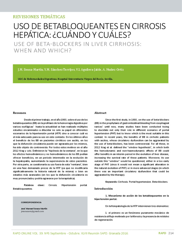 Uso de BB en Cirrosis Hepatica | PDF | Angiología | Especialidades Medicas