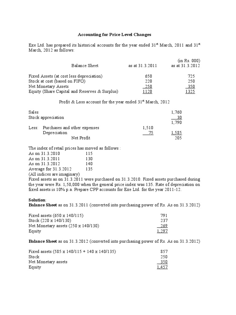 Accounting For Price Level Changes: ST ST | PDF | Depreciation | Fixed ...