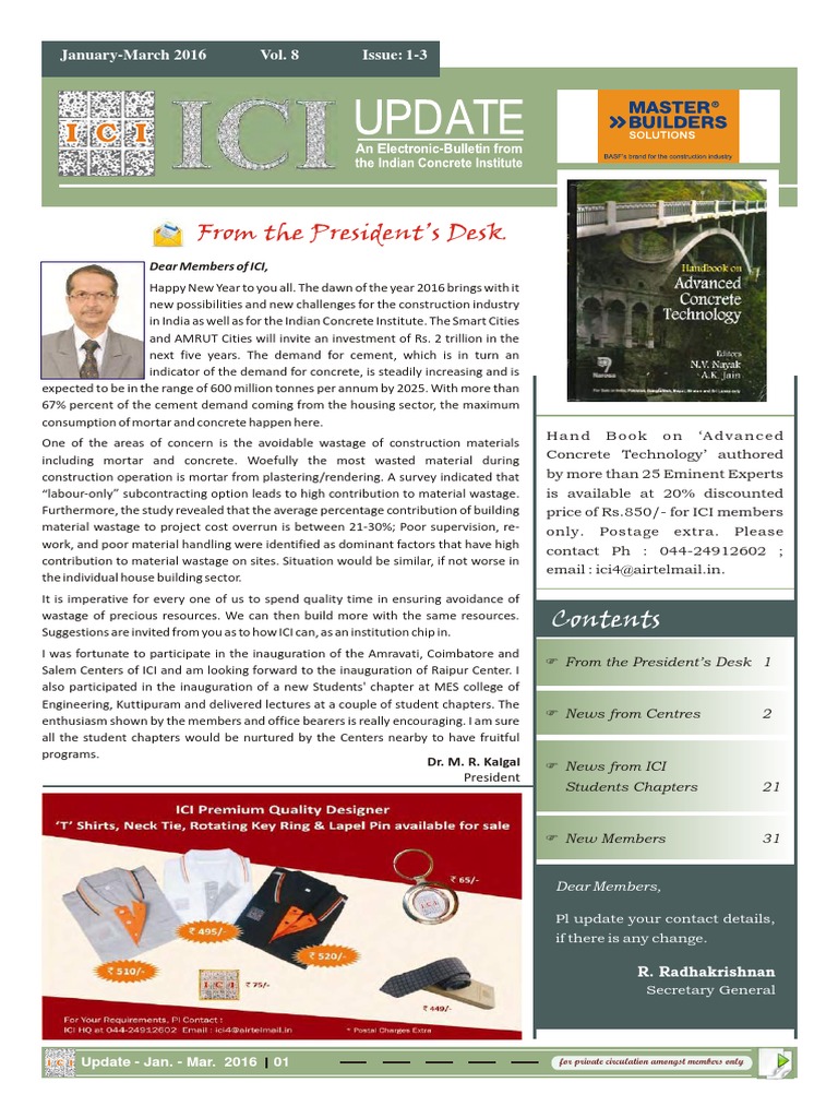 ICI Update E Bulletin Jan Mar 2016 Final | PDF | Bangalore | Precast ...