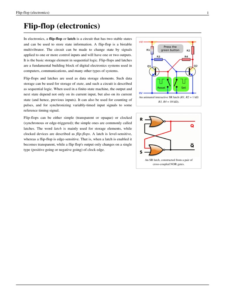 Flip-Flop (Electronics) | PDF | Electrical Circuits | Digital Electronics