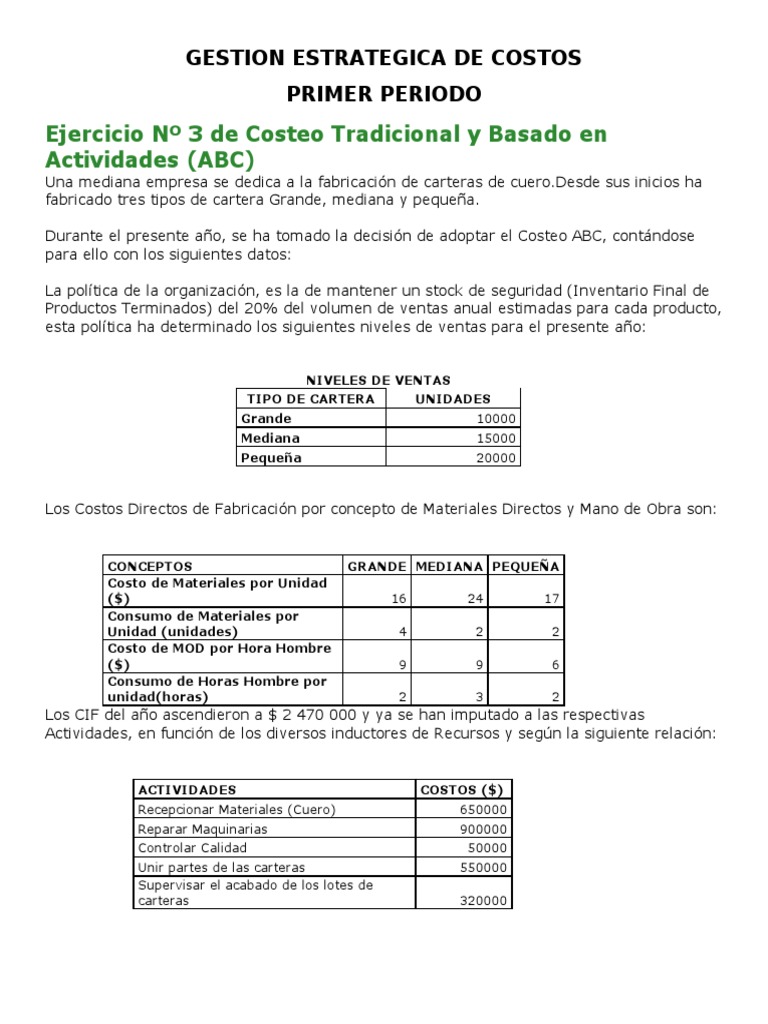 Costos Ejercicio | PDF | Costo | Inventario