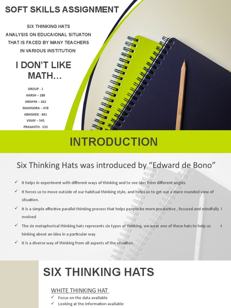 Six Thinking Hats in Education Analysis | PDF | Thought | Teachers