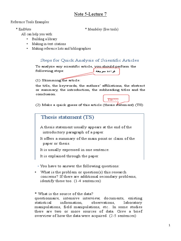 Note 5-Lecture 7 Reference and Presentation Tips | PDF | Thesis | Citation