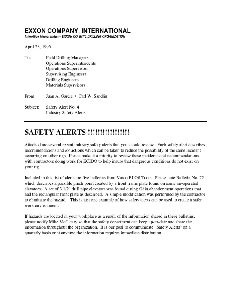EXXON SAFETY ALERT REVIEW | PDF | Elevator | Manufactured Goods