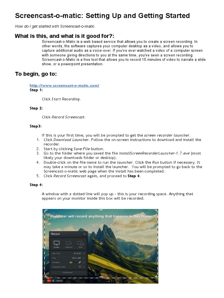 Screencast o Matic: Setting Up and Getting Started: What Is This, and What Is It Good For? | PDF ...