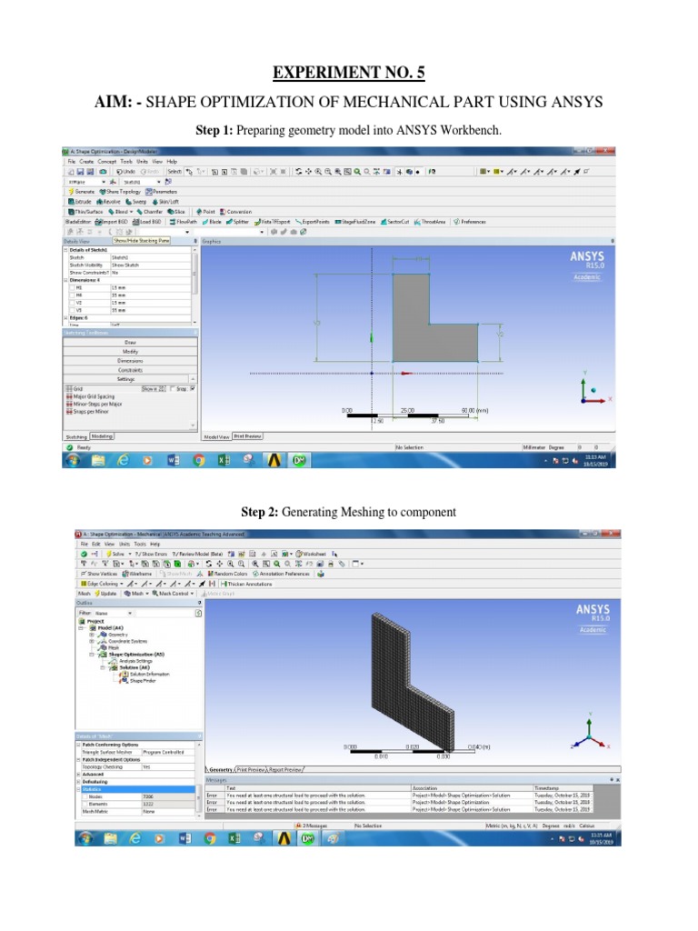 Experiment No. 5 Aim: - Shape Optimization of Mechanical Part Using ...