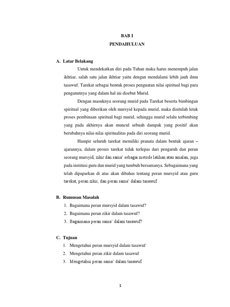 ISI BAB II PERAN MURSYID Dalam TASAWUF PDF | PDF