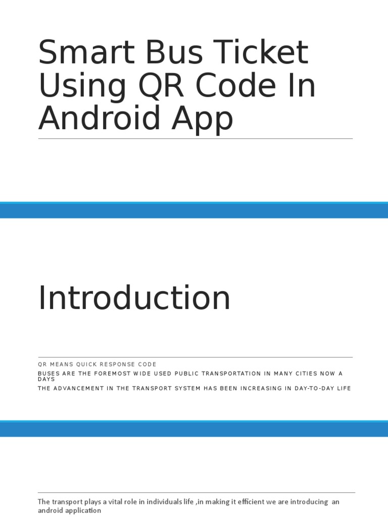 Smart Bus Ticket Using QR Code in Android App | Download Free PDF | Qr ...