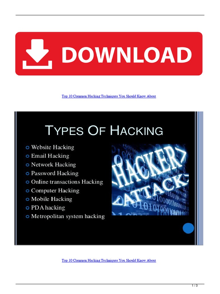 Top 10 Common Hacking Techniques You Should Know About | PDF | Security ...