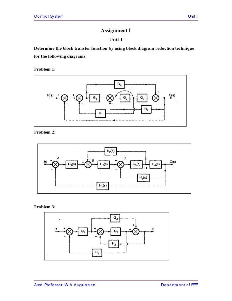 Control System:important Block Diagram Problems | PDF