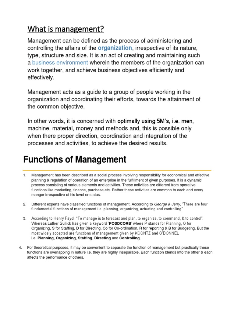 Principal of Management Notes | PDF | Goal | Planning