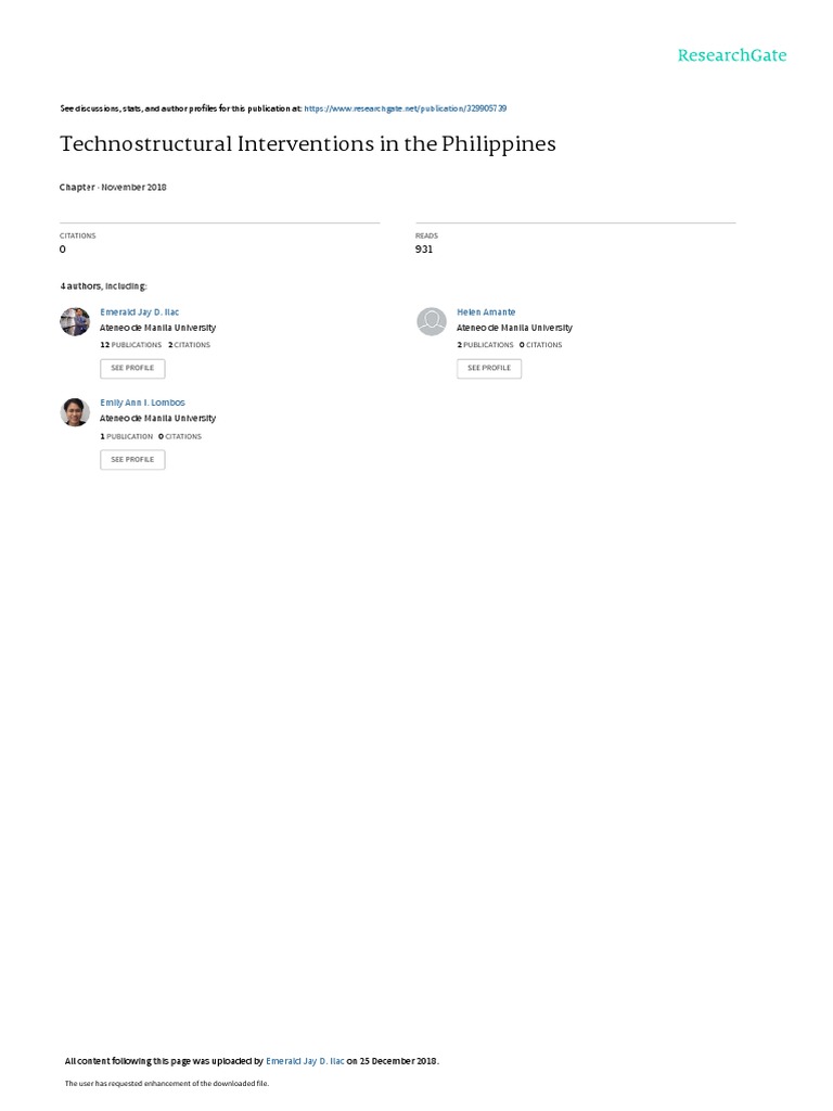 Technostructural Interventions in The Philippines: November 2018 | PDF | Organization ...