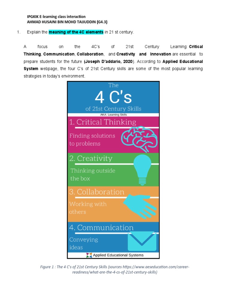 Explain The Meaning of The 4C Elements in 21 ST Century | PDF ...