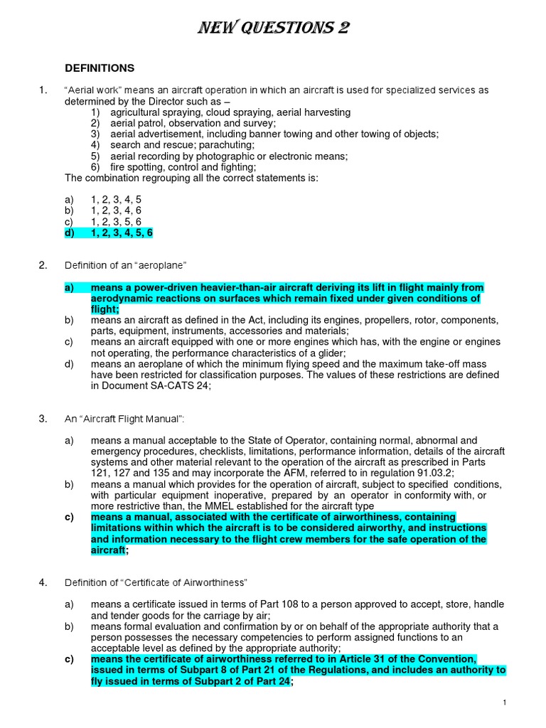 SACAA Air Law Exam Questions | PDF | Instrument Flight Rules | Aviation