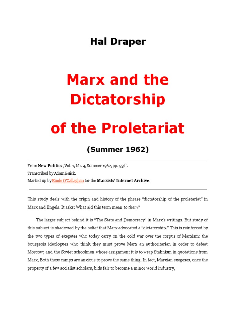Hal Draper - DotP | PDF | Karl Marx | Friedrich Engels