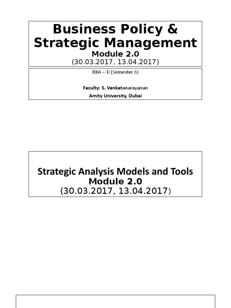 BP&SM (Module 2.0) (Strategic Analysis Models & Tools) (BBA - D) (Sem 6 ...