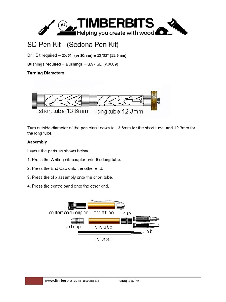 SD Pen Kit - (Sedona Pen Kit) : Turning Diameters | PDF | Home & Garden ...