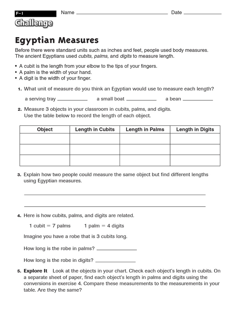 Egyptian Measures: - A Cubit Is The Length From Your Elbow To The Tips ...