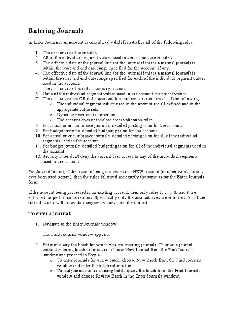 Oracle Entering Journals | PDF | Debits And Credits | Computing