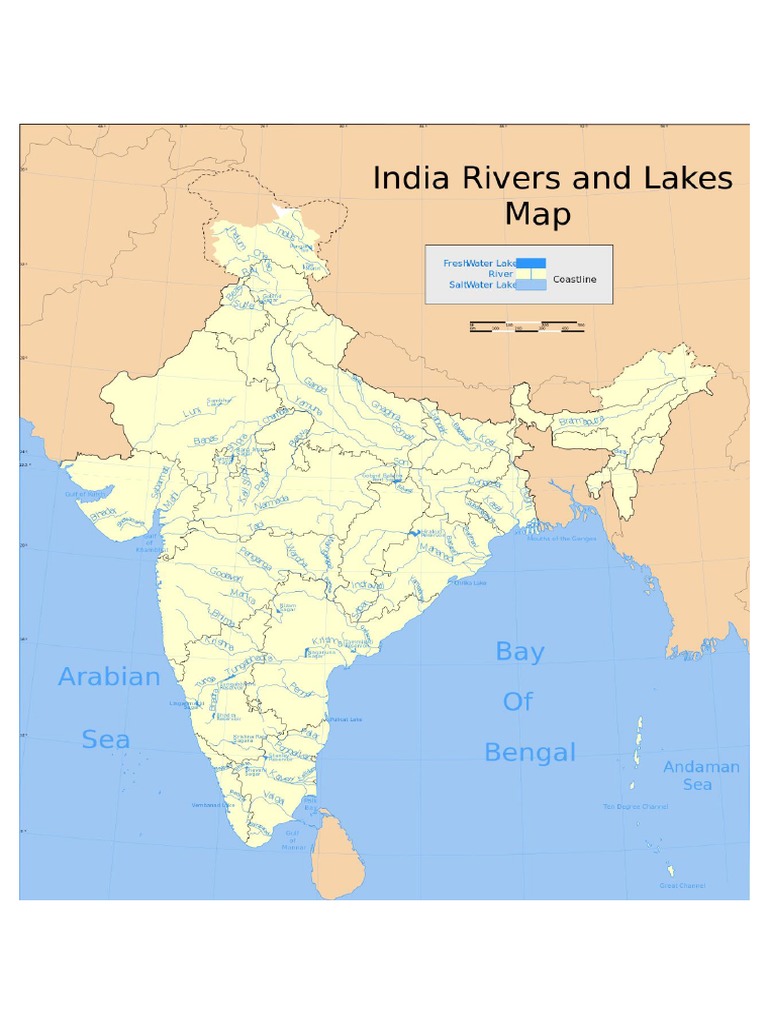 India Rivers and Lakes Map | PDF