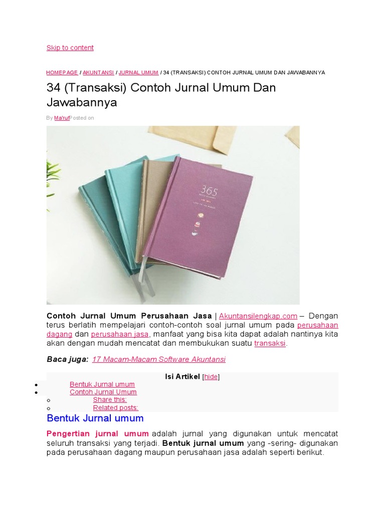 Contoh Transaksi Jurnal Umum | PDF