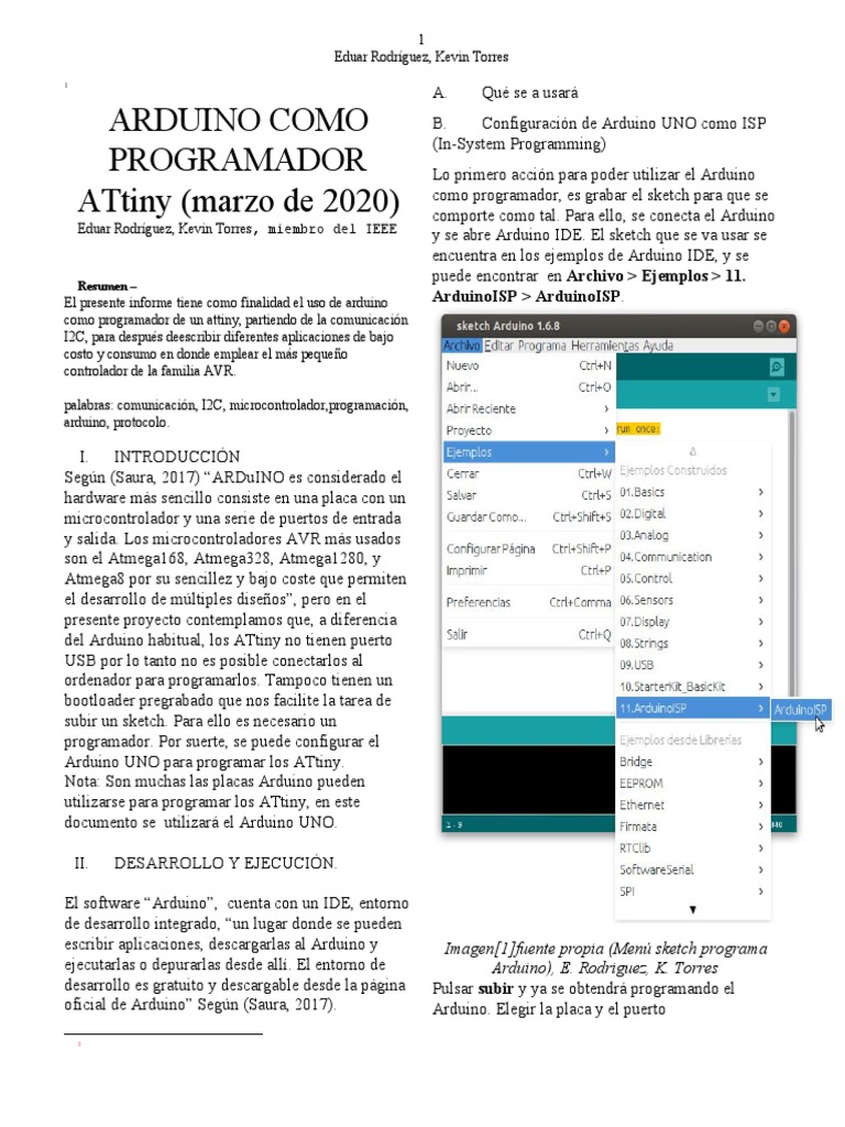 Programación ATtiny con Arduino | PDF | Arduino | Microcontrolador