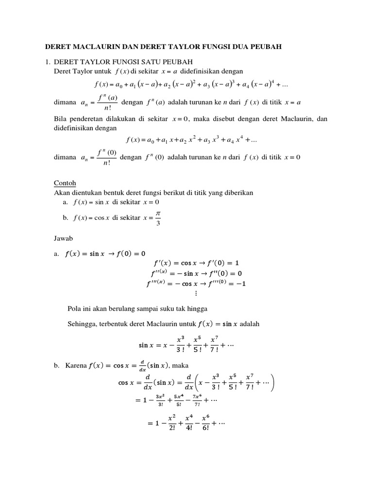 Deret Maclaurin Dan Deret Taylor Fungsi Dua Peubah PDF | PDF | Metode ...