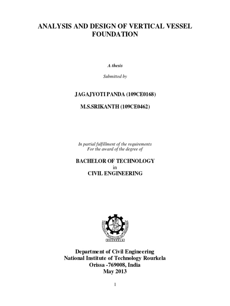 Analysis and Design of Vertical Vessel Foundation | PDF | Bending ...