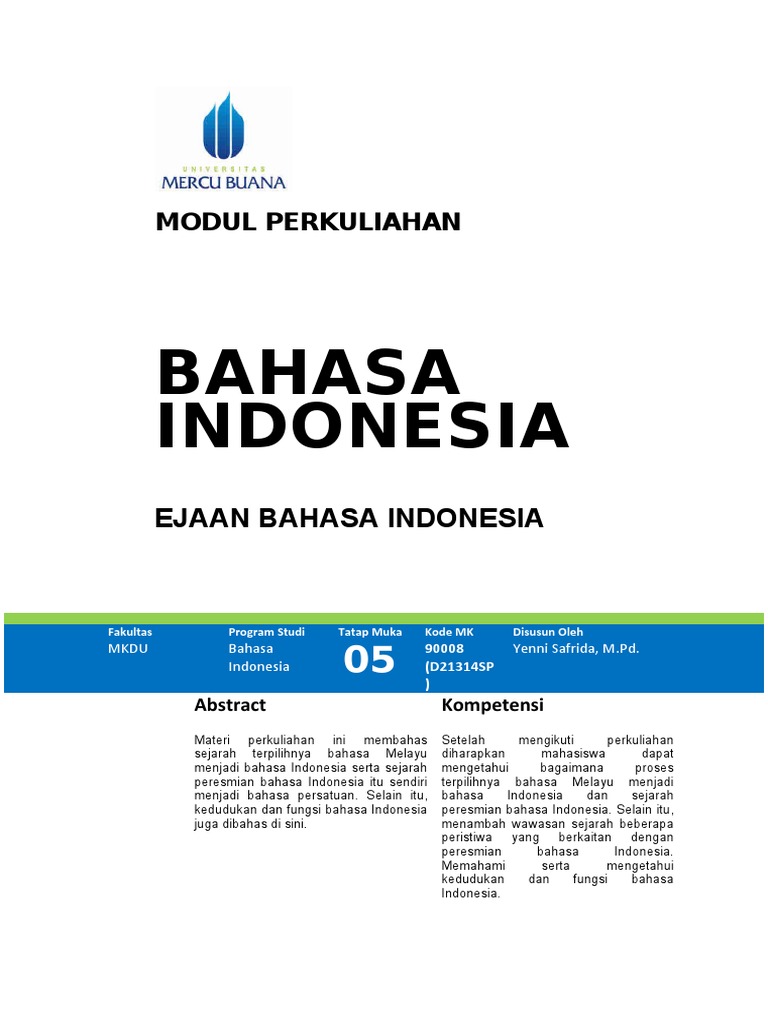 5 Modul Ejaan Bahasa Indo | PDF | Kajian Bahasa Asing
