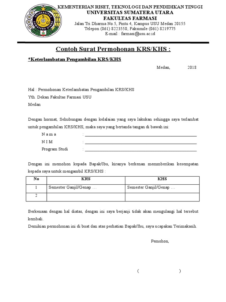 PERMOHONAN PENGAMBILAN KEMBALI KRS/KHS | PDF