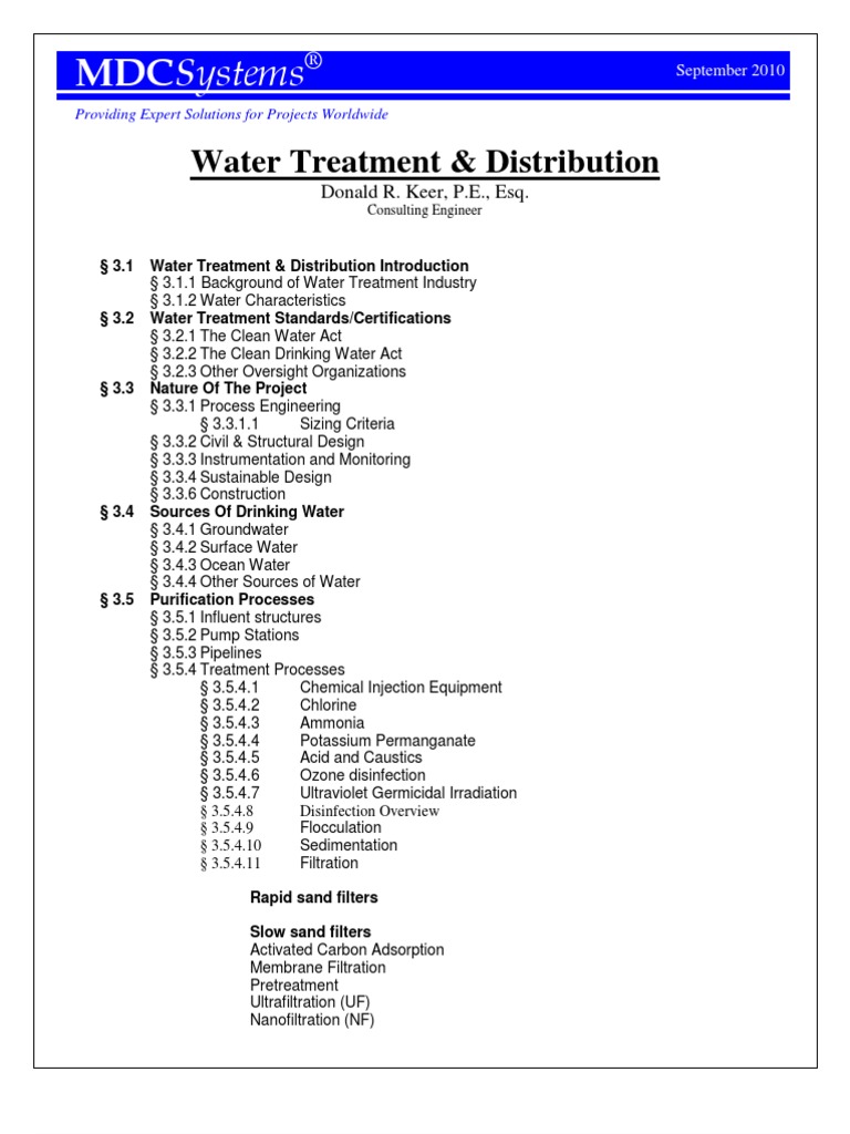 Water Treatment & Distribution | PDF | Water Purification | Desalination