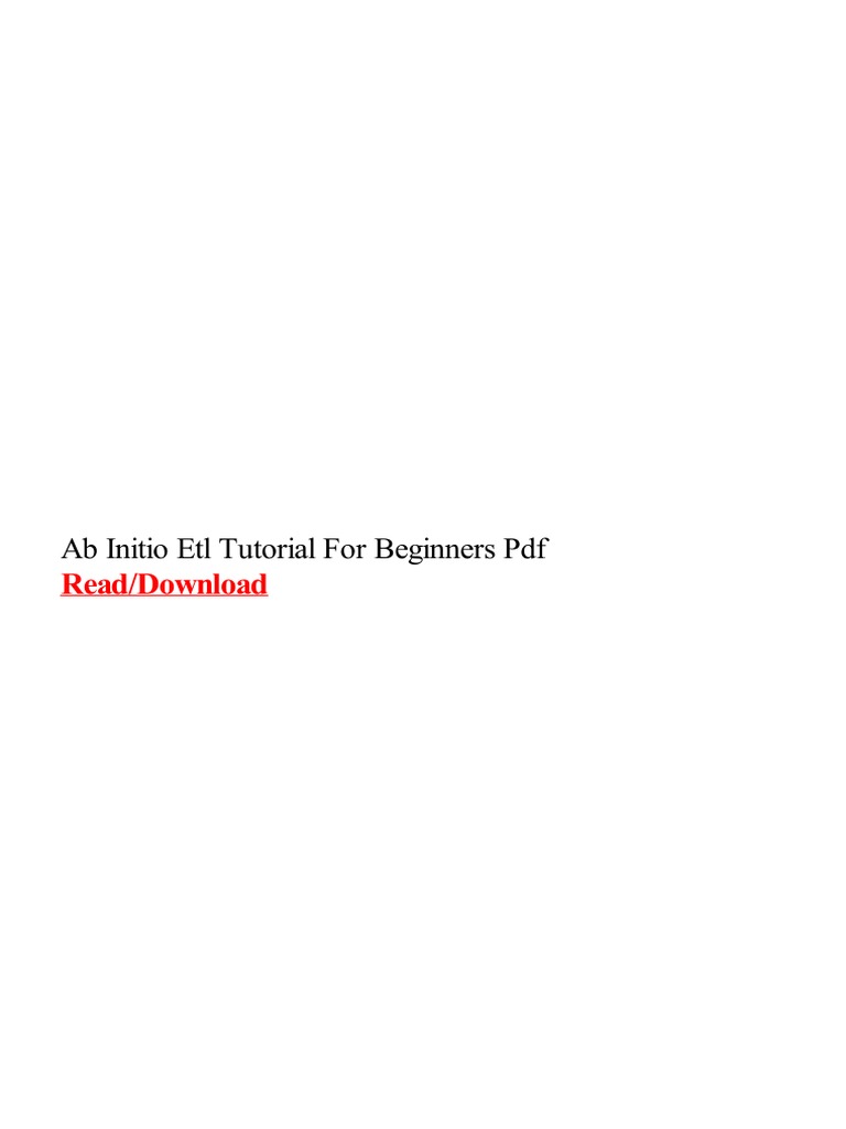 Ab Initio Etl Tutorial For Beginners PDF | PDF | Information Technology ...