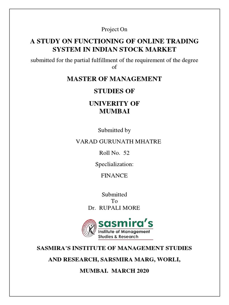 Working of Online Trading in Indian Stock Market | PDF | Option ...