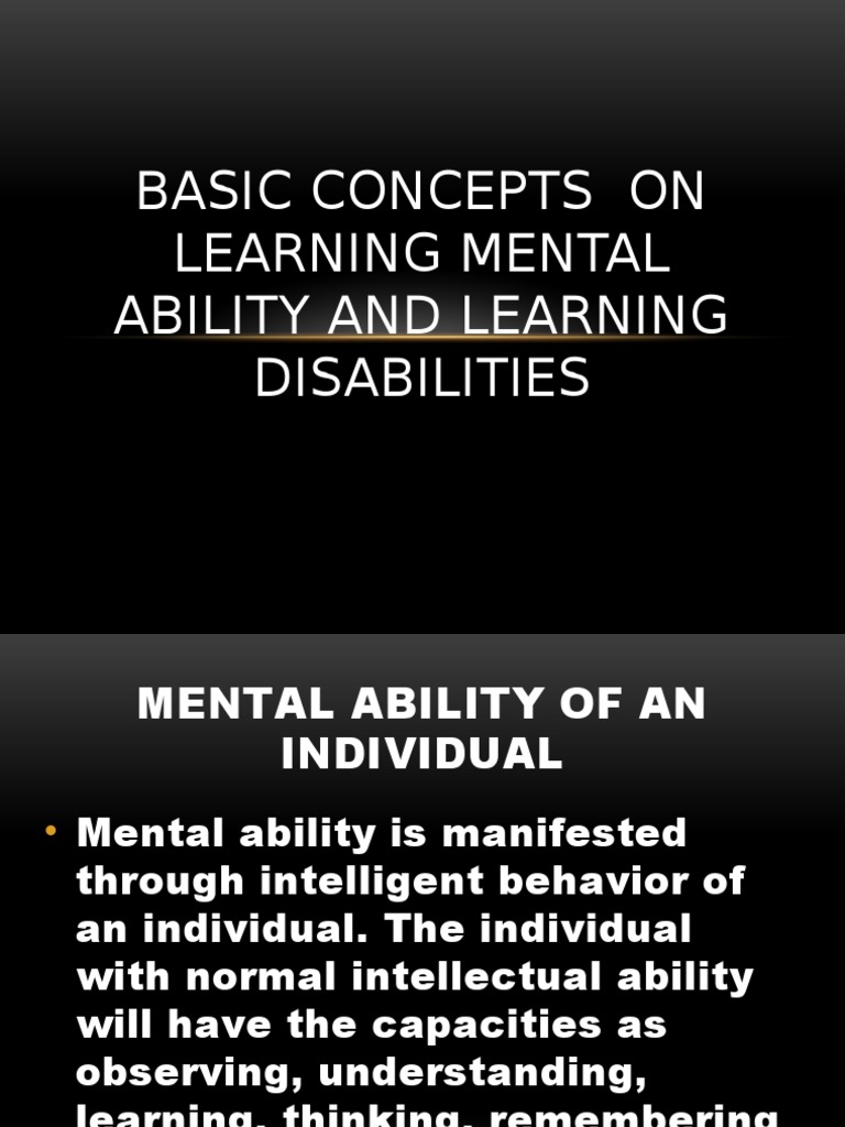 Basic Concepts On Learning Mental Ability and Learning | PDF | Learning ...