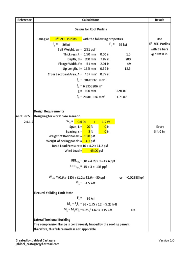 Purlin DESIGN | PDF | Structural Engineering | Building Engineering