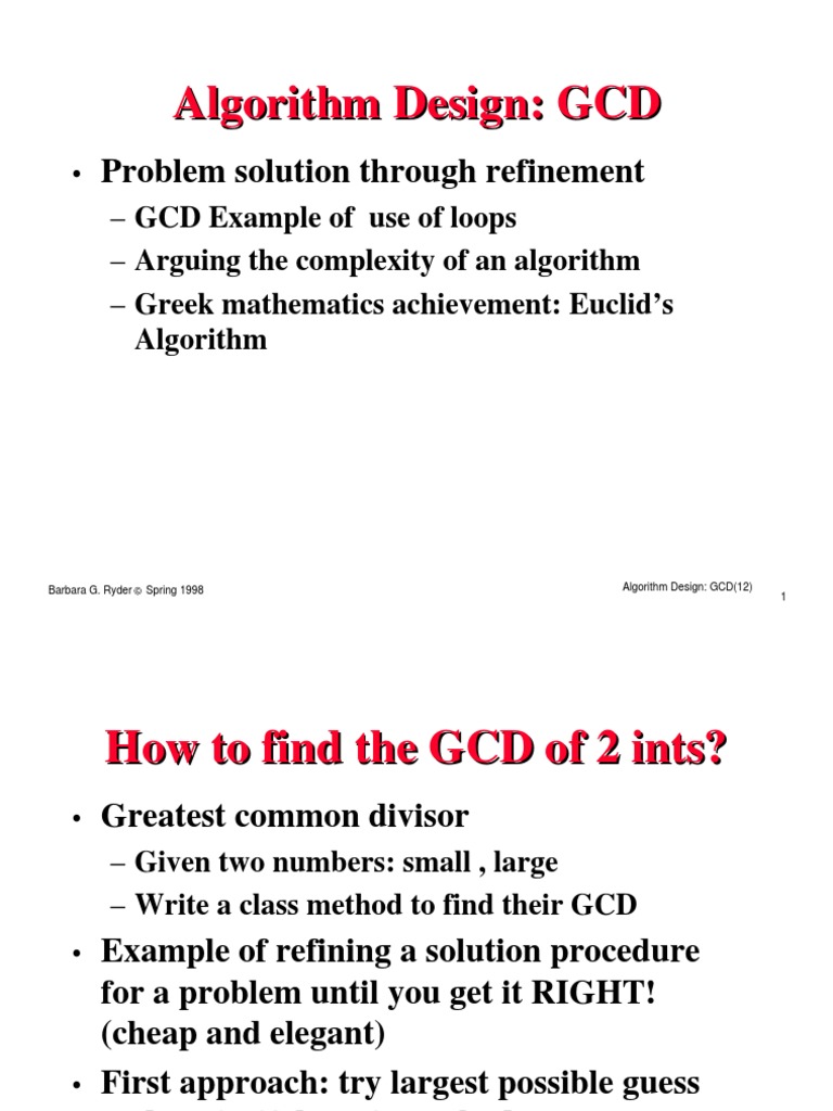 Algorithm Design: GCD | PDF | Arithmetic | Discrete Mathematics