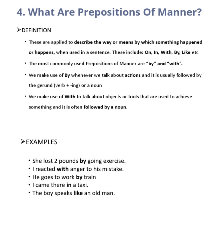 Preposition On Manner | PDF
