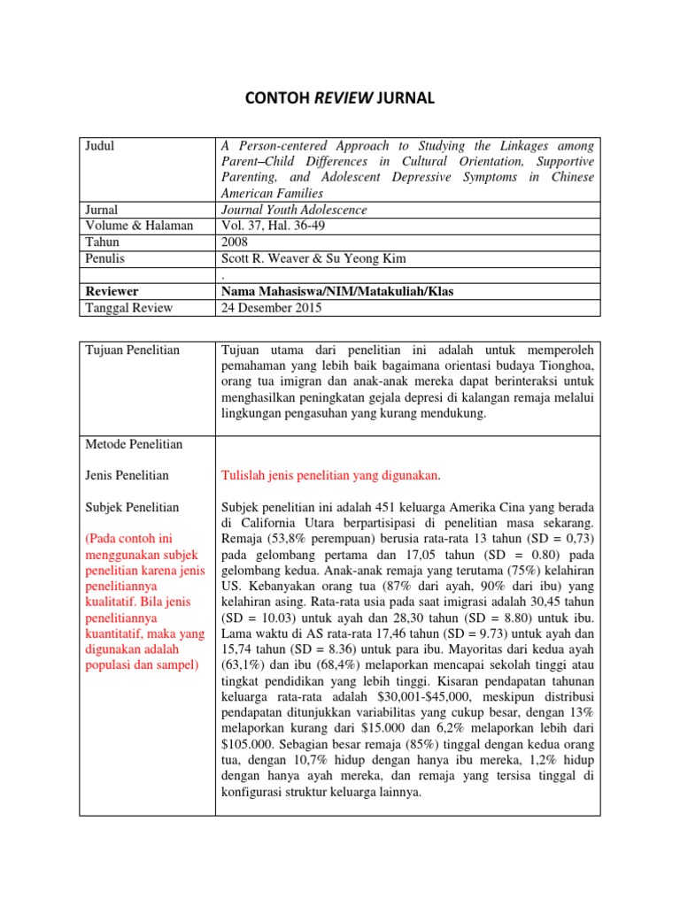 Contoh Review Jurnal Kualitatif | PDF