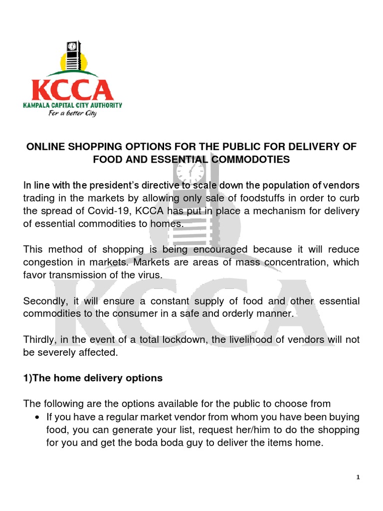 Online Shopping Options For The Public For Delivery of Food and ...