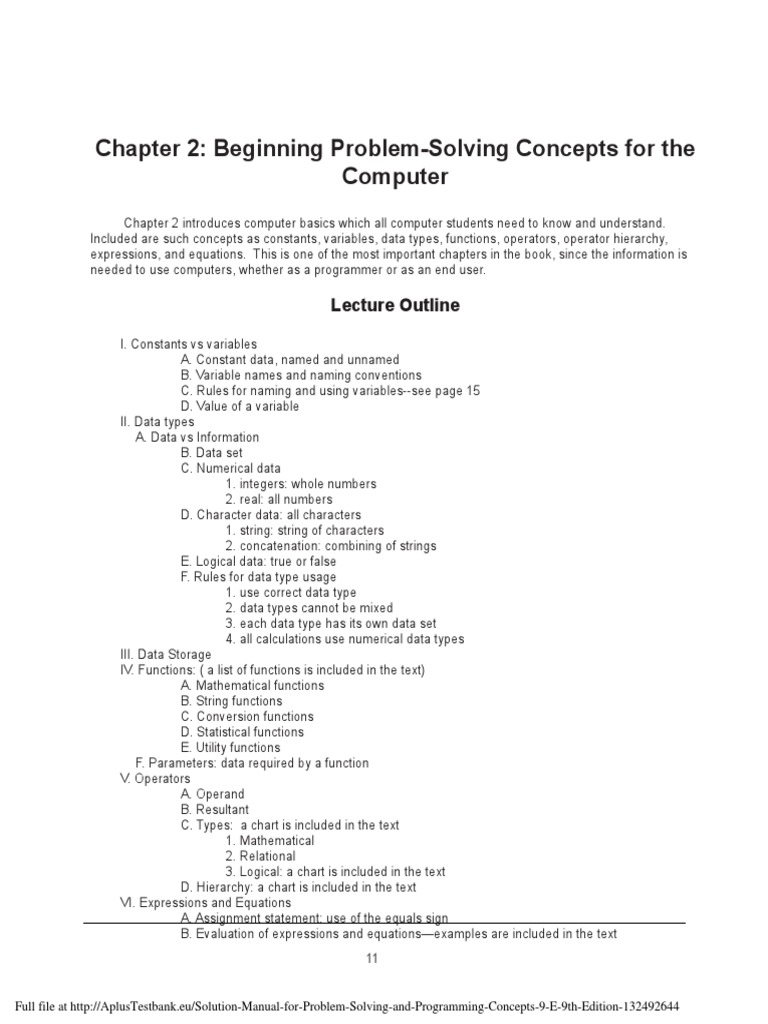 Solution Manual For Problem Solving and Programming Concepts 9 E 9th ...