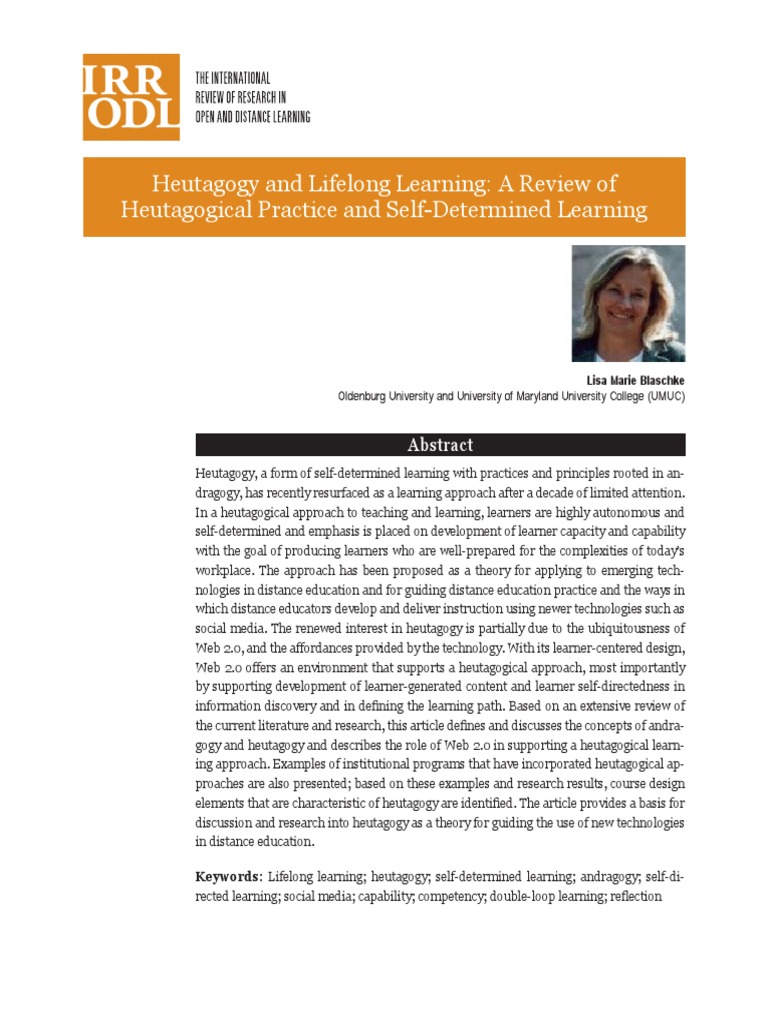 Heutagogy and Lifelong Learning: A Review of Heutagogical Practice and ...