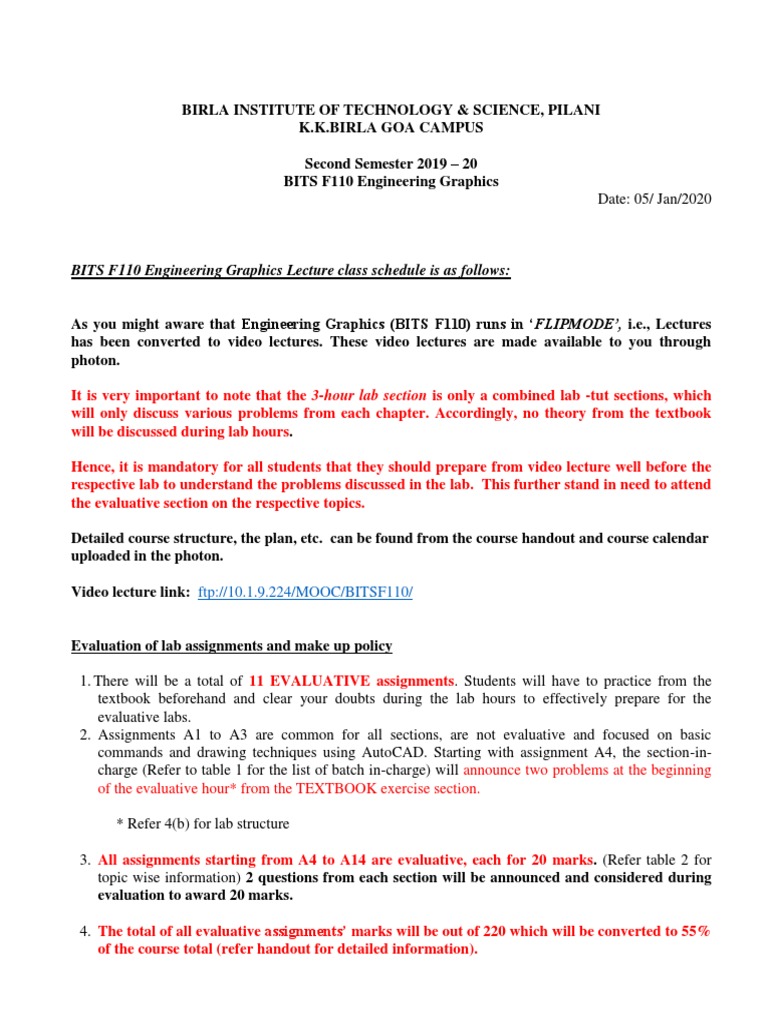 Information and Guidelines For Students | PDF | Lecture | Evaluation